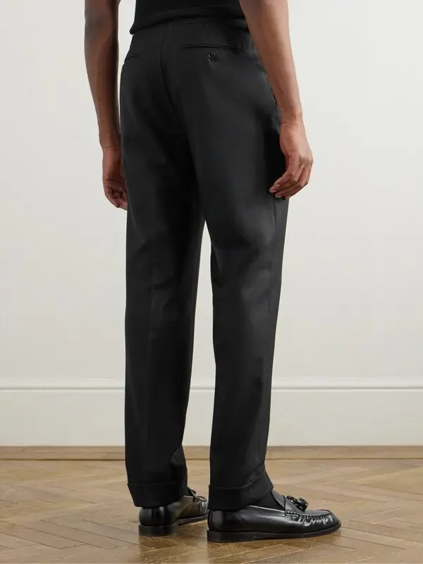 SAMAN AMEL Tapered Pleated Wool-twill Suit Trousers