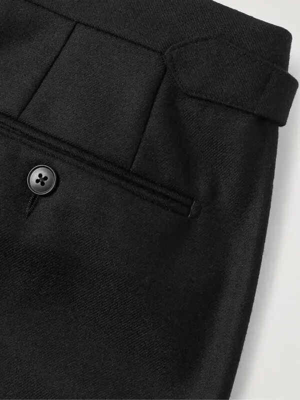 SAMAN AMEL Tapered Pleated Wool-twill Suit Trousers