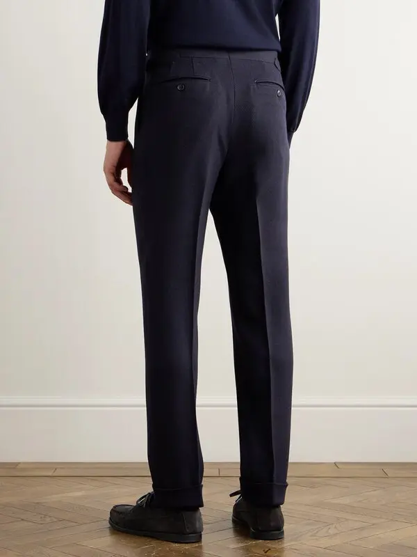 SAMAN AMEL Straight-leg Pleated Wool Suit Trousers