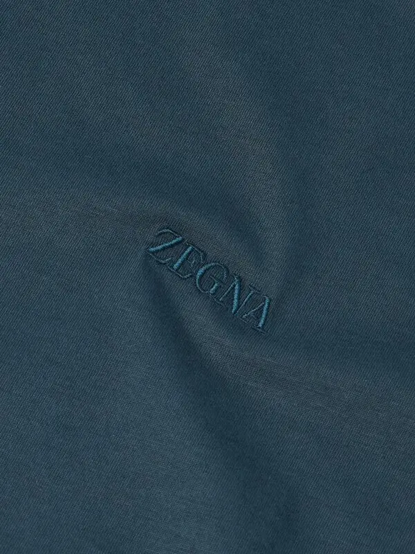 Zegna Slim-fit Logo-embroidered Cotton-jersey T-shirt - Blue