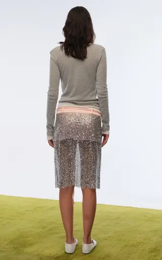 SIEDRES Shailene Low-rise Sequined Midi Skirt