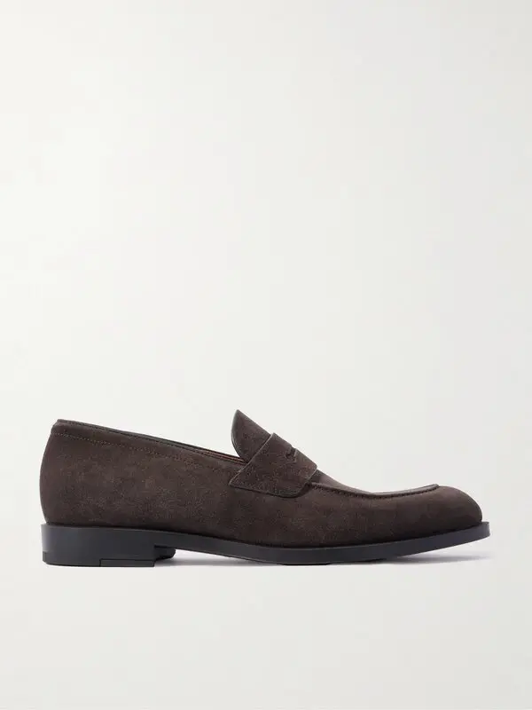 Zegna Classic Suede Penny Loafers - Brown