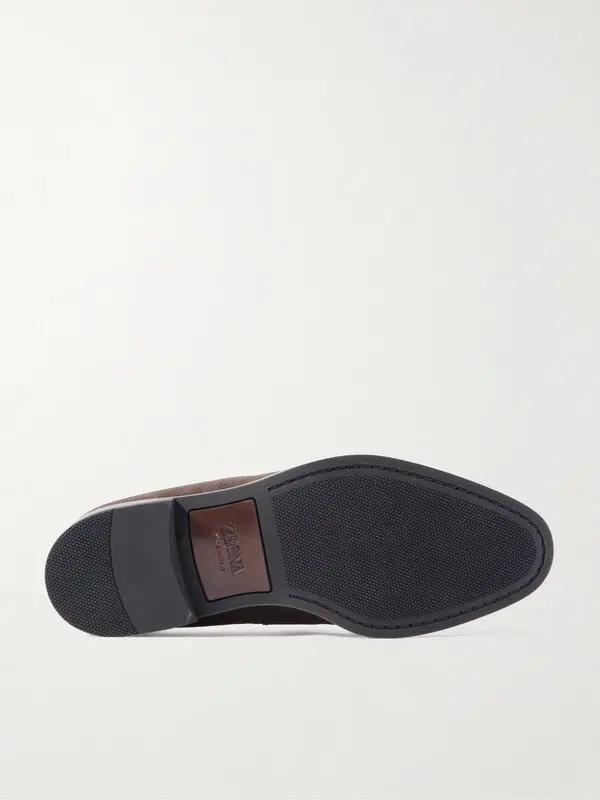 Zegna Classic Suede Penny Loafers - Brown