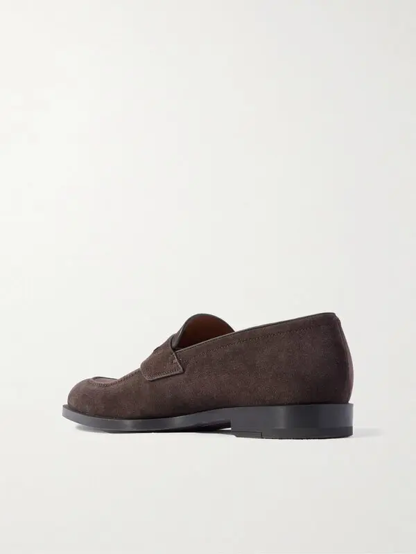 Zegna Classic Suede Penny Loafers - Brown