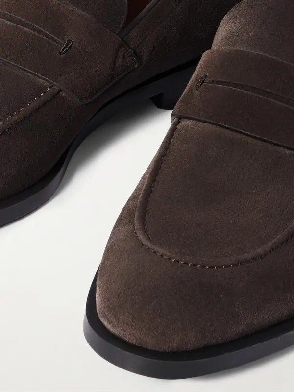 Zegna Classic Suede Penny Loafers - Brown
