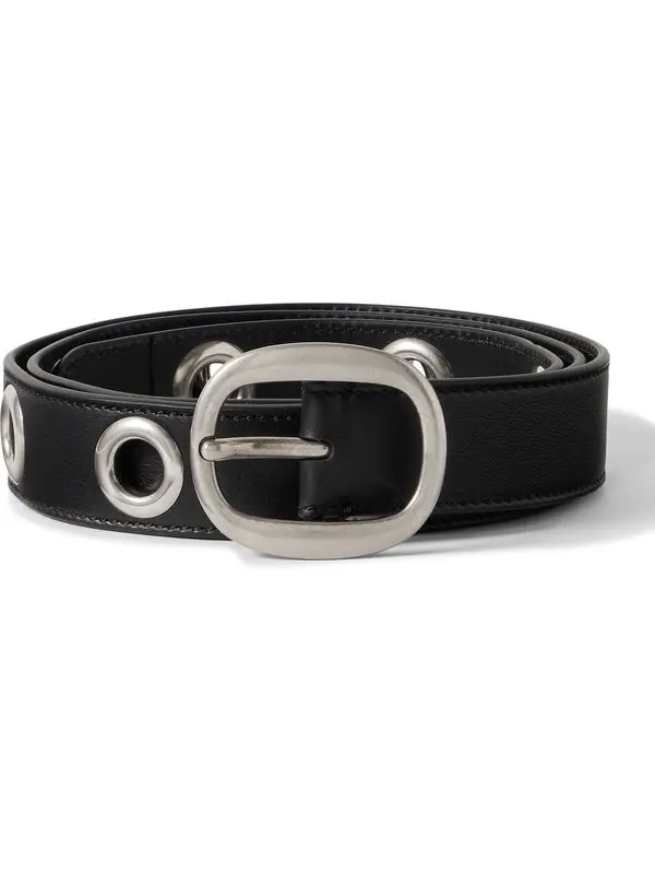 TOM FORD Eyelet-embellished Leather Belt - Black