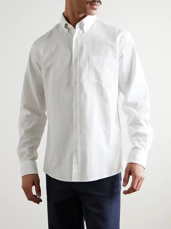 Sunspel Button-down Collar Cotton Oxford Shirt - White