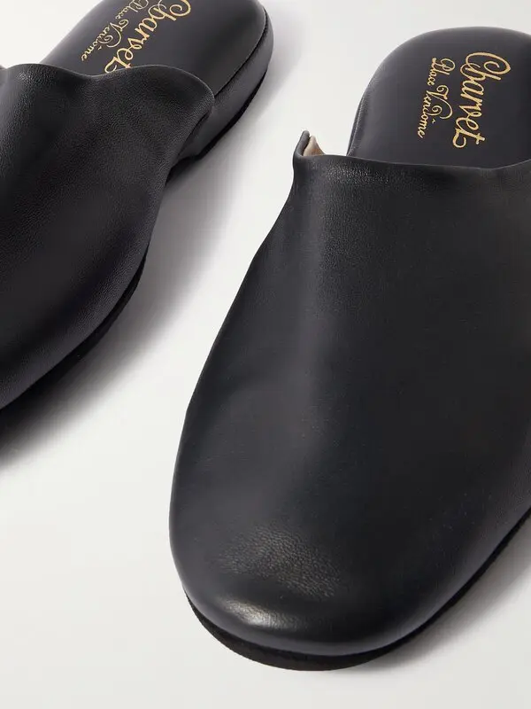 Charvet Nappa Leather Slippers - Black