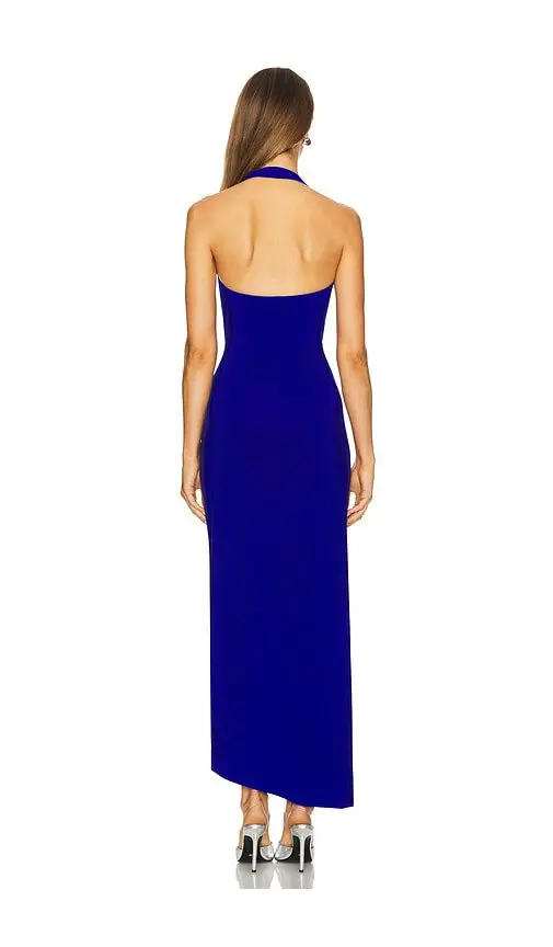 Norma Kamali Halter Sweetheart Side Drape Gown - Royal