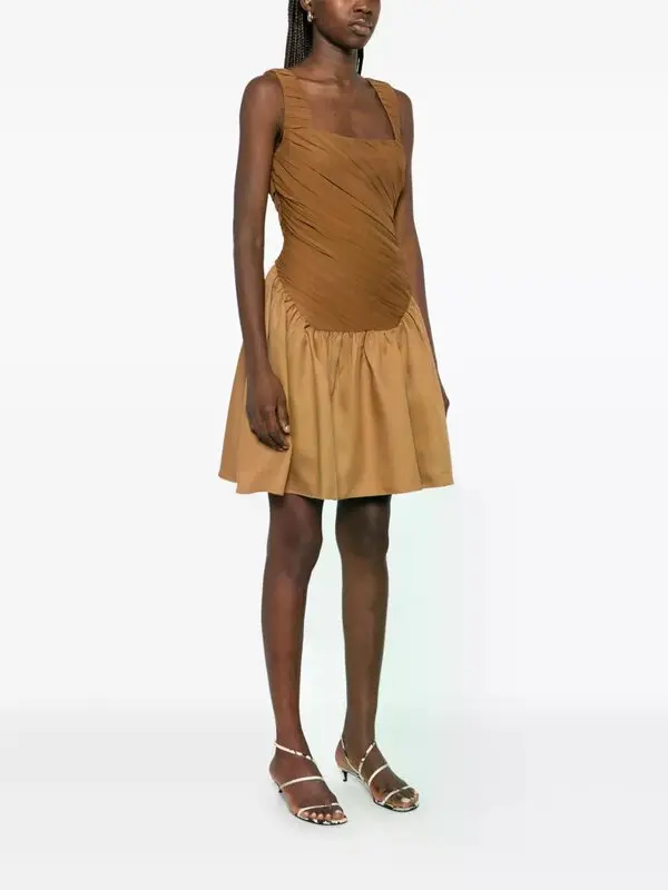 ABADIA Kaya Mini Dress - Brown