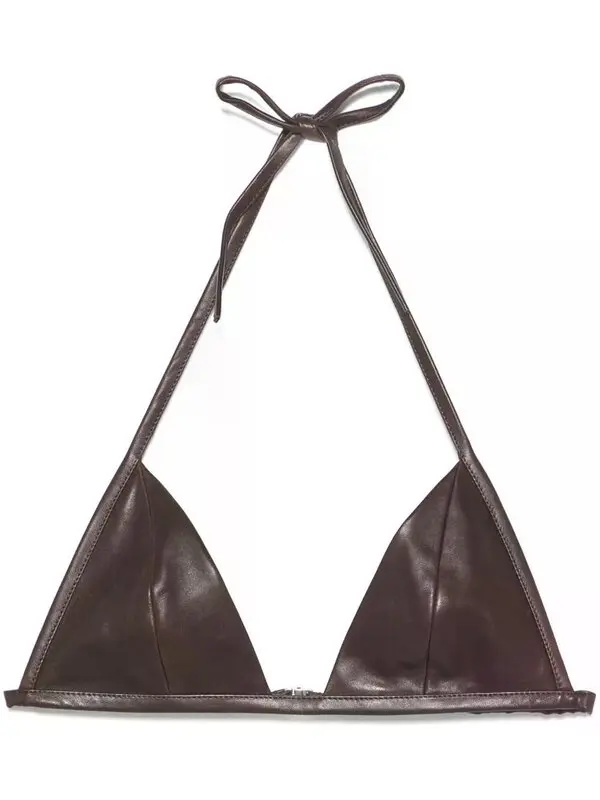 Rick Owens Leather Bra Top - Brown