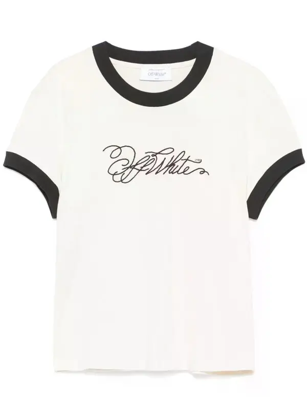 Off-White Logo-embroidered T-shirt - Neutrals