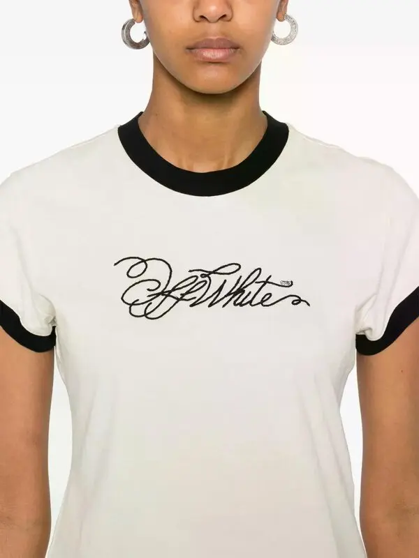 Off-White Logo-embroidered T-shirt - Neutrals