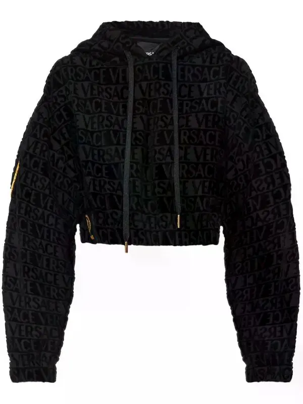 Versace I Love Baroque Cropped Hoodie - Black