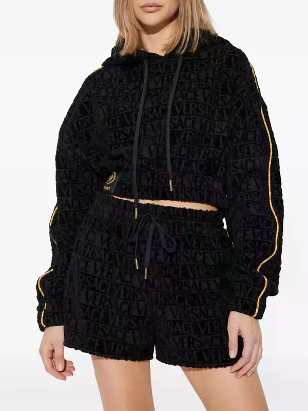 Versace I Love Baroque Cropped Hoodie - Black