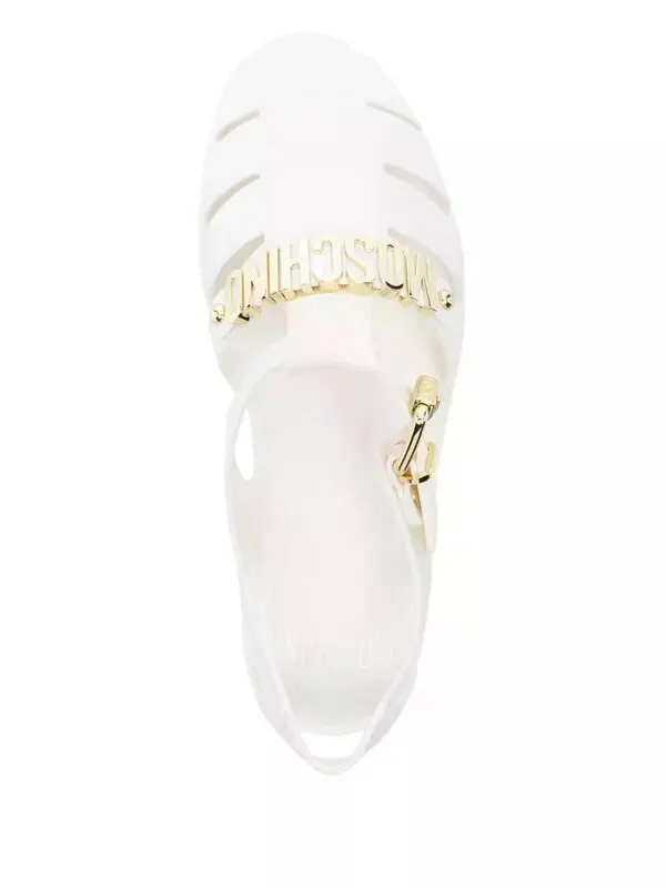 Moschino Lettering Sandals - White