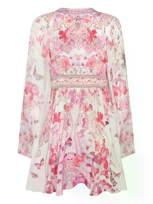 pink lace dress india Montsand PINK BEADED LACE MIDI DRESS main image 1