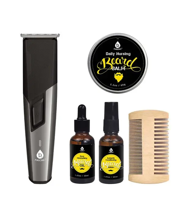 PURSONIC Mario Lopez Rechargeable S Grooming & Beard Care Bundle – Complete Hair - Black