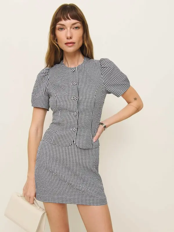 REFORMATION Mika Two Piece - Black And White Check