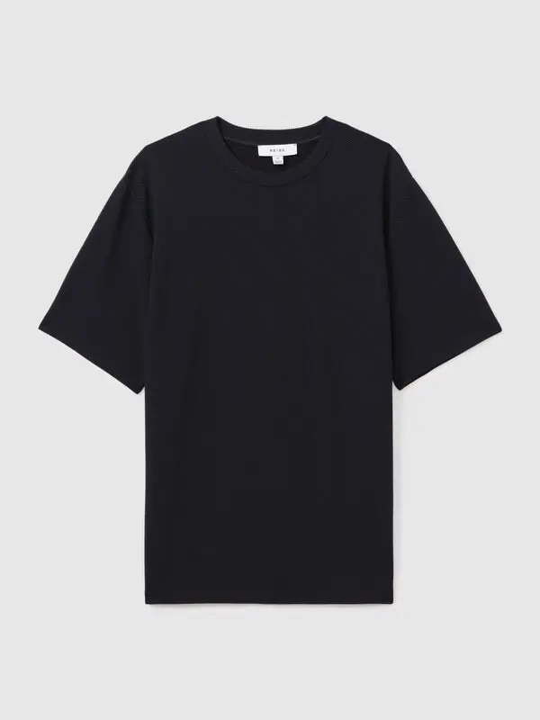 REISS Wick Textured Crew-neck T-shirt - Navy