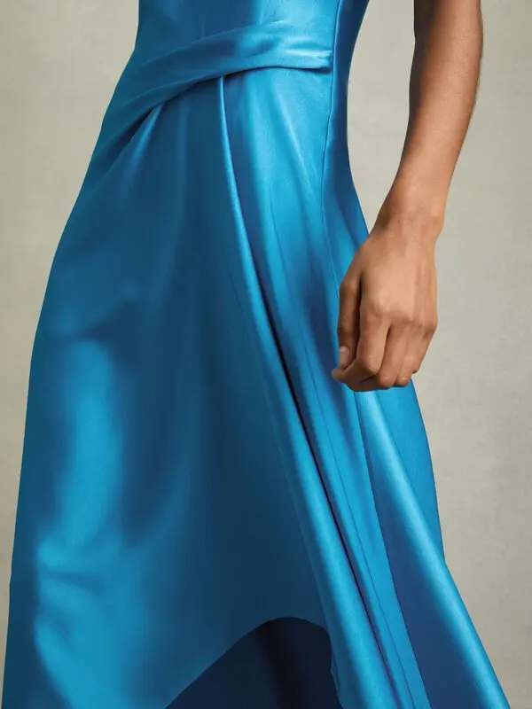 knee length dresses for ladies Rent Reiss Micah Satin Drape Midi Dress  Timeless Elegance  Versatile