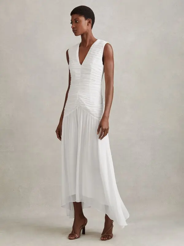 REISS Saffy Ruched Bodycon Midi Dress