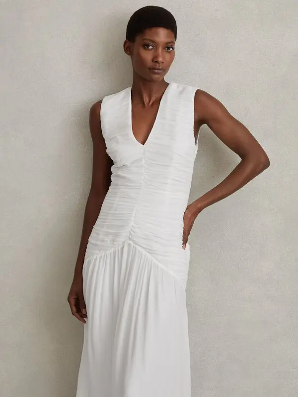 REISS Saffy Ruched Bodycon Midi Dress