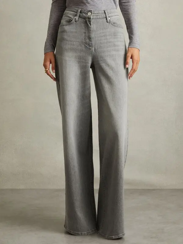 REISS Crete Wide-leg Jeans - Washed Grey