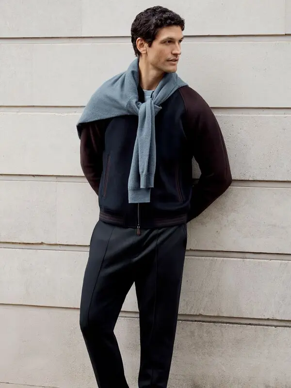 REISS Premier Premium Interlock-jersey Joggers - Navy Blue