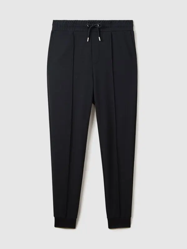 REISS Premier Premium Interlock-jersey Joggers - Navy Blue