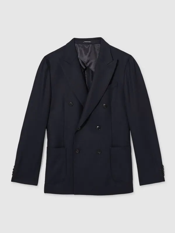 REISS Club Slim-fit Double-breasted Textured Wool-blend Blazer