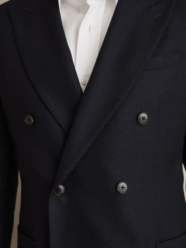 REISS Club Slim-fit Double-breasted Textured Wool-blend Blazer