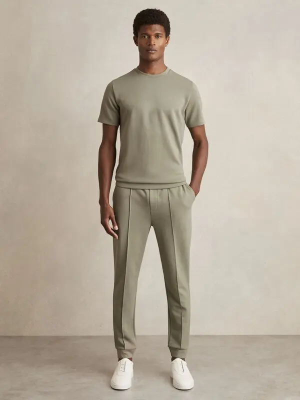 REISS Interlock Jersey Crew-neck T-shirt - Sage