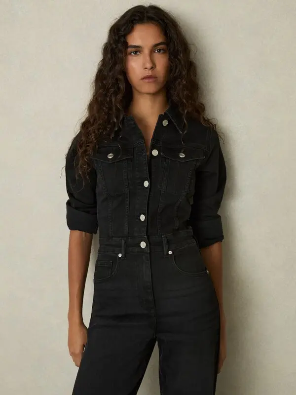 REISS Celeste Cotton-blend Denim Jumpsuit