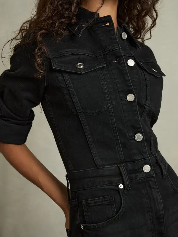 REISS Celeste Cotton-blend Denim Jumpsuit