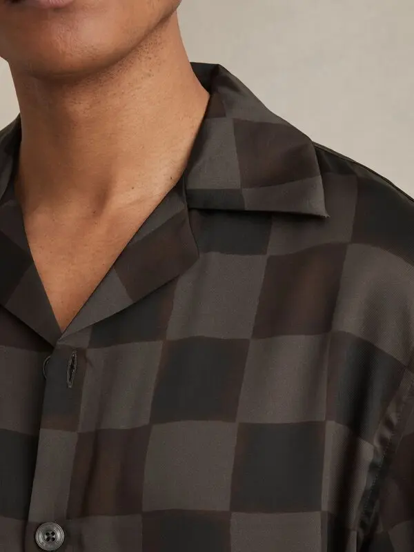 REISS Reny Chequered-print Cuban-collar Shirt