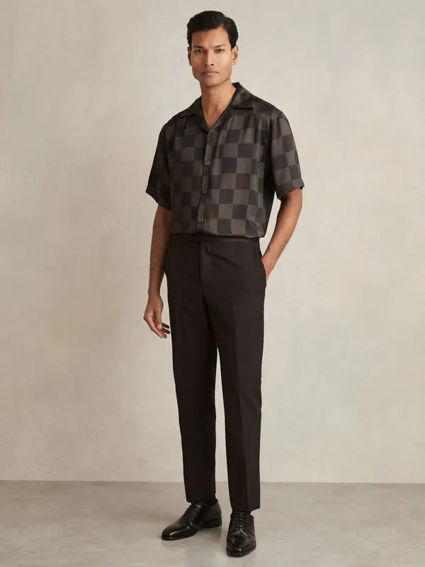 REISS Reny Chequered-print Cuban-collar Shirt