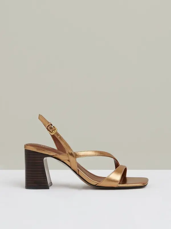 REISS Alice Strappy Leather Heeled Sandals