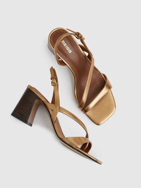 REISS Alice Strappy Leather Heeled Sandals