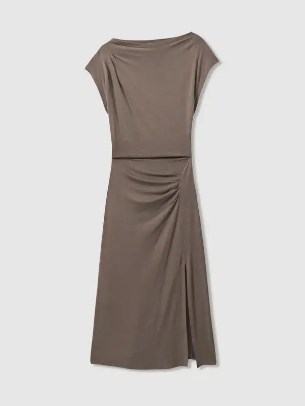 REISS Leonore Ruched Jersey Midi Dress