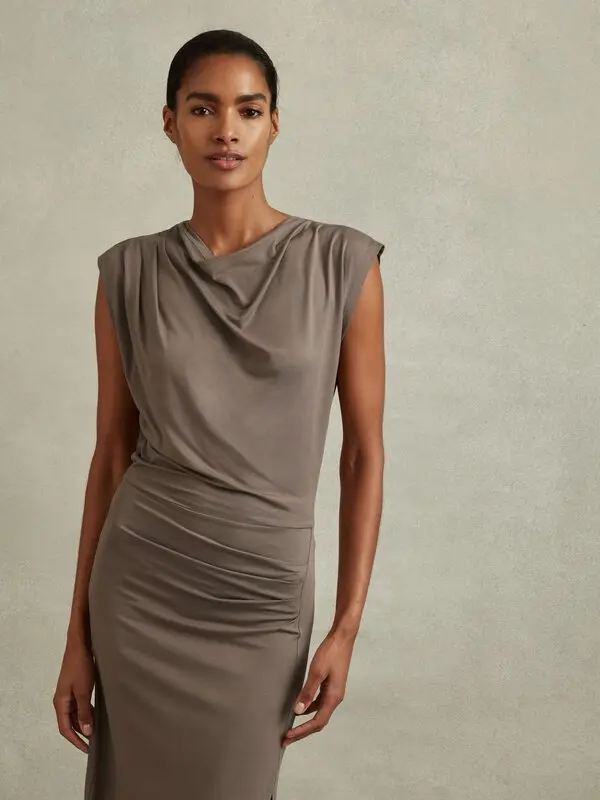 REISS Leonore Ruched Jersey Midi Dress
