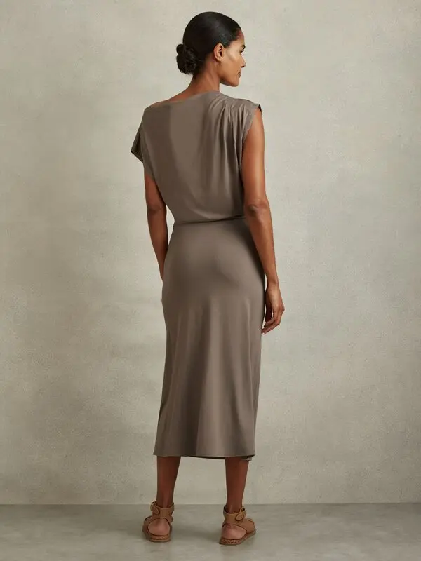 REISS Leonore Ruched Jersey Midi Dress