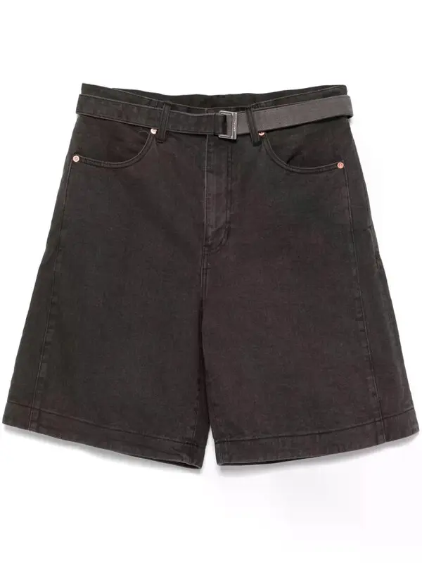 Sacai Belted Denim Shorts - Grey