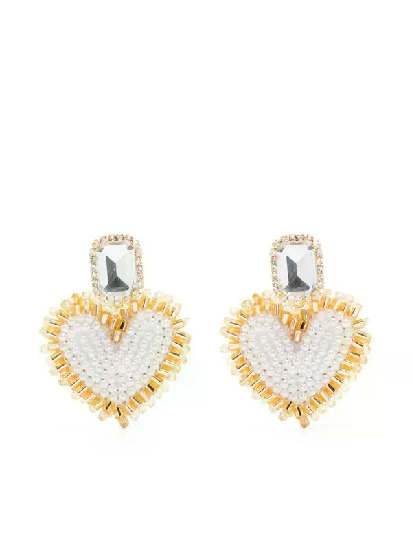 VANINA Heart Beaded Dangle Earrings - Gold