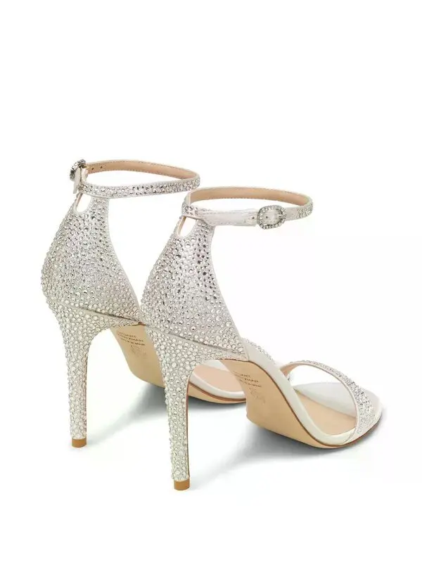 STUART WEITZMAN 100mm Nudist Shine Sandals - Silver