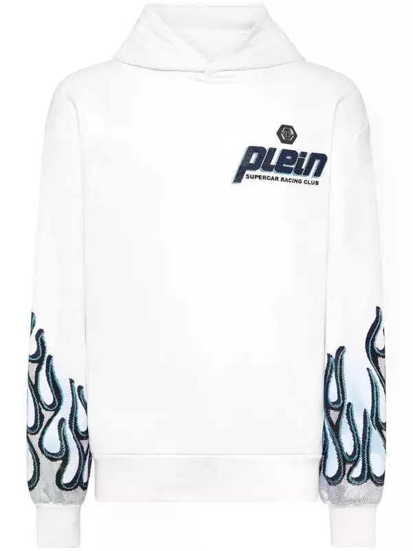 Philipp Plein Flame Racing Hoodie - White