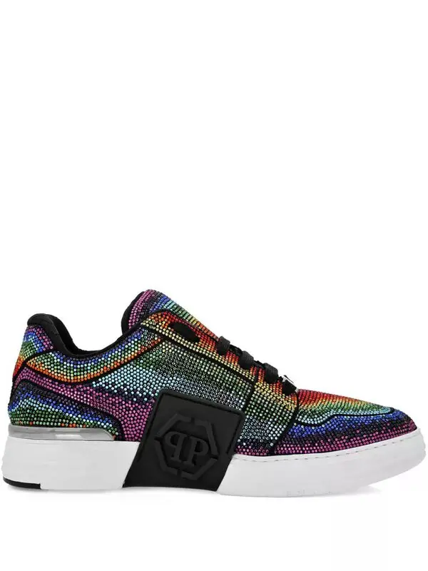 Philipp Plein Suede Sneakers With Rhinestone Embellishment - Blue