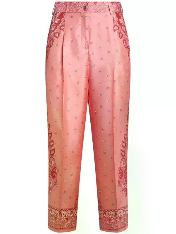 Etro Paisley-print Silk Trousers - Pink