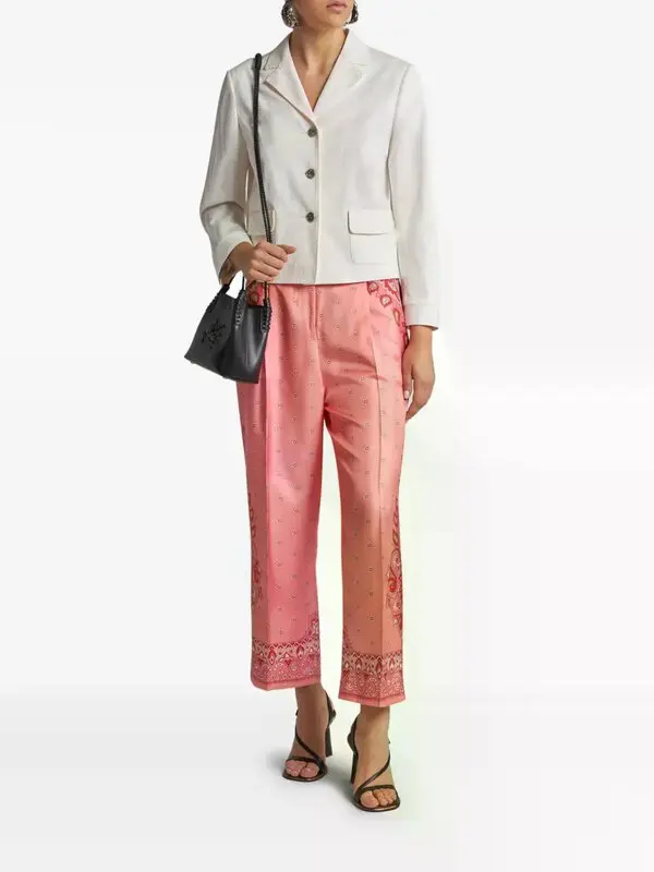 Etro Paisley-print Silk Trousers - Pink