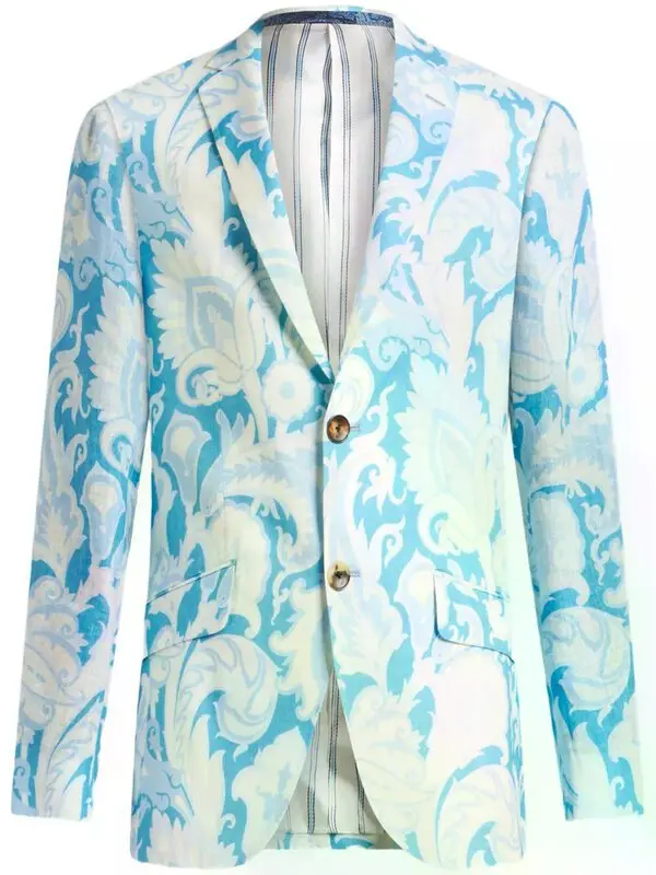 Etro Floral-jacquard Blazer - Blue